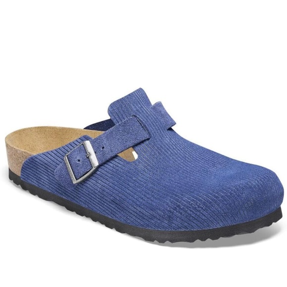 Birkenstock | Shoes | Birkenstock Boston Suede Embossed Clogs Indigo ...